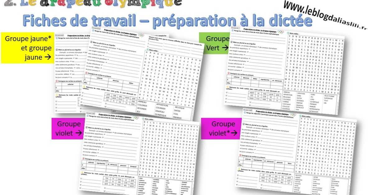 Fiches de préparation à la dictée - dictées et Jeux Olympiques MAJ 1 ...