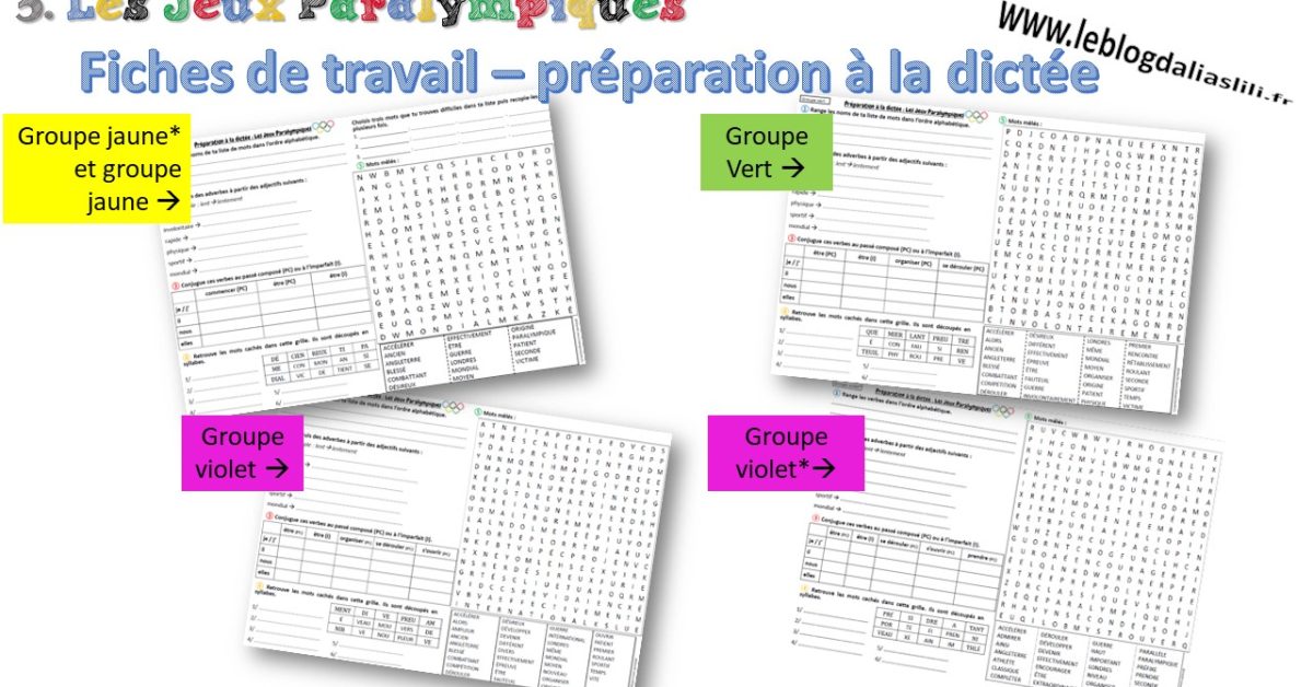 Fiches de préparation à la dictée - dictées et Jeux Olympiques MAJ 2 ...